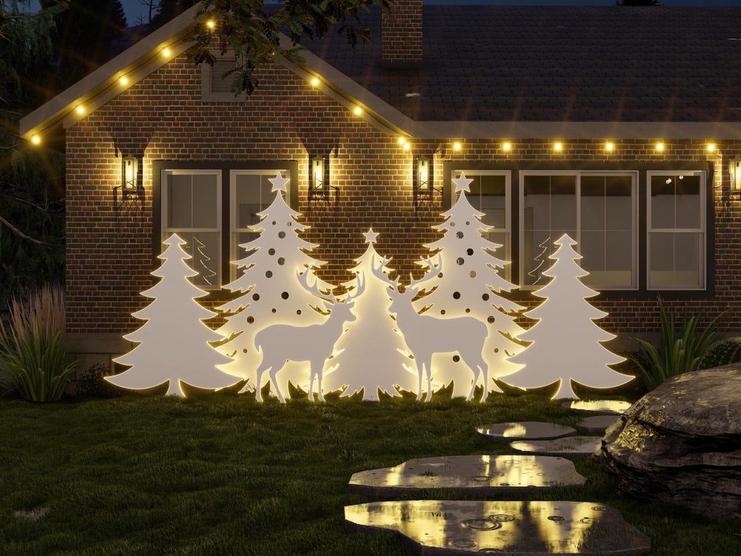 DIY Christmas Silhouettes, Garden Decor - Santa and Deers - Outdoor ...