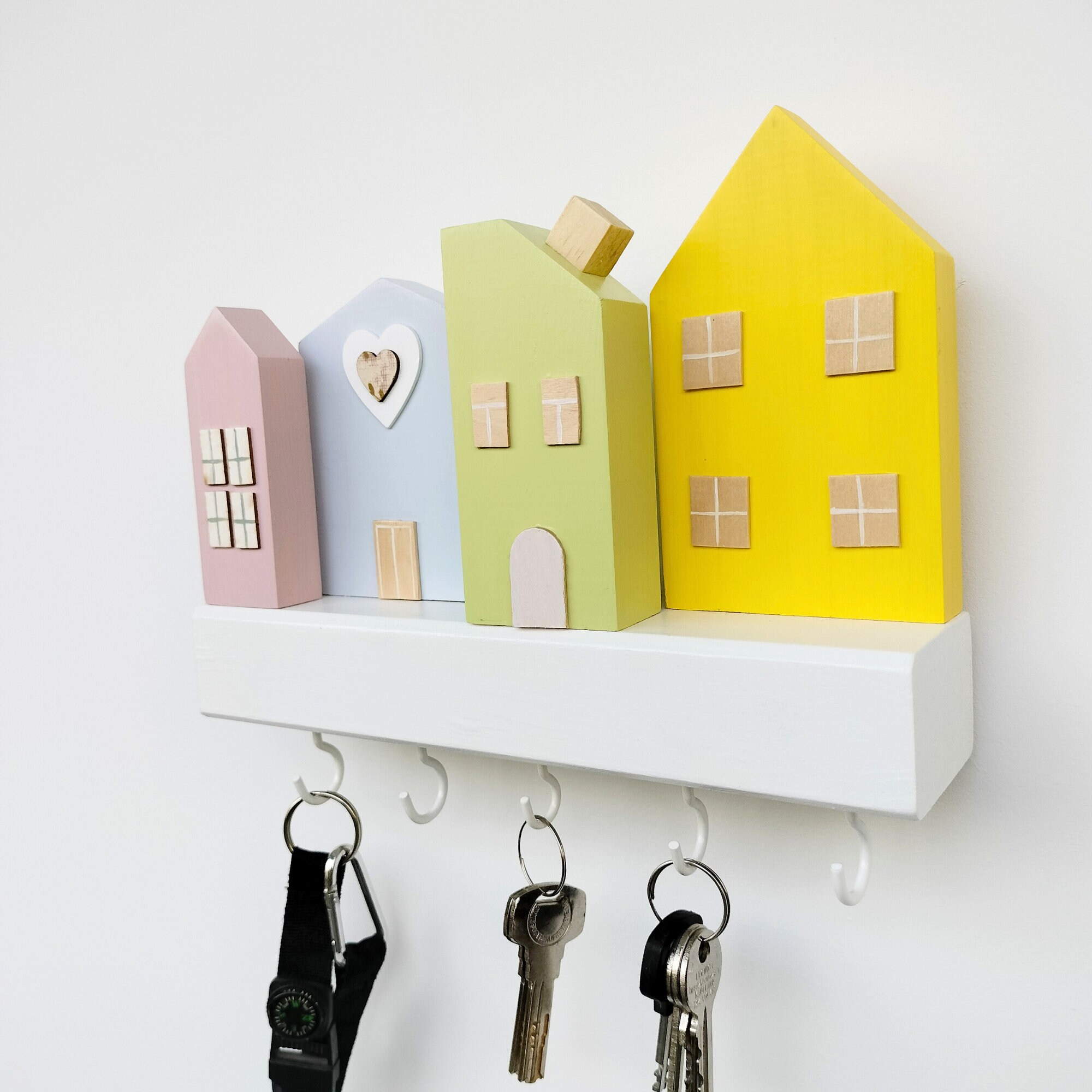 Cute House Wall Hooks, Key Holder, Coat Rack Wall Mount, Kids Room ...