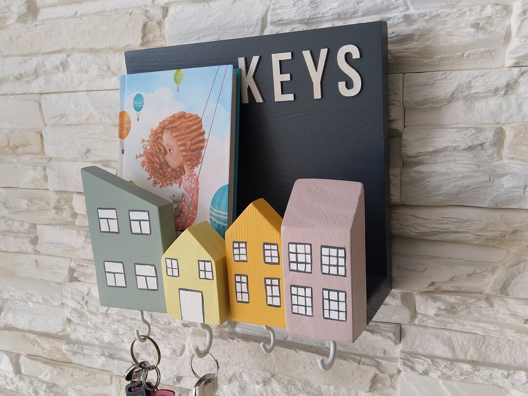 Key Hook Shelf Mail Holder, Entryway Key Racks and Letter Storage for ...