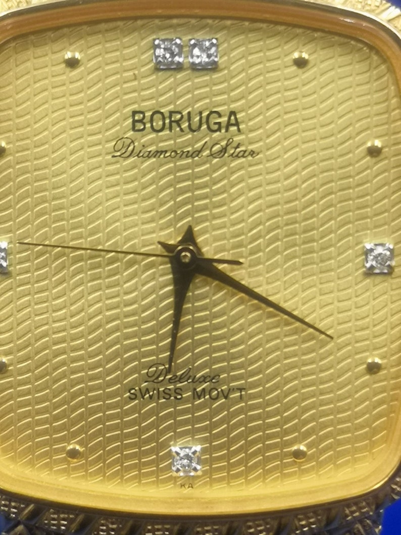 Vintage and Rare BORUGA Diamond Star Swiss Movt Unisex Quartz Watch ...