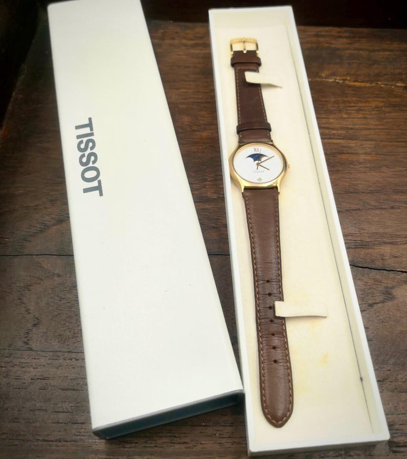 Vintage TISSOT Moon Phase Lady Quartz Watch. Come With Original Box. - Etsy