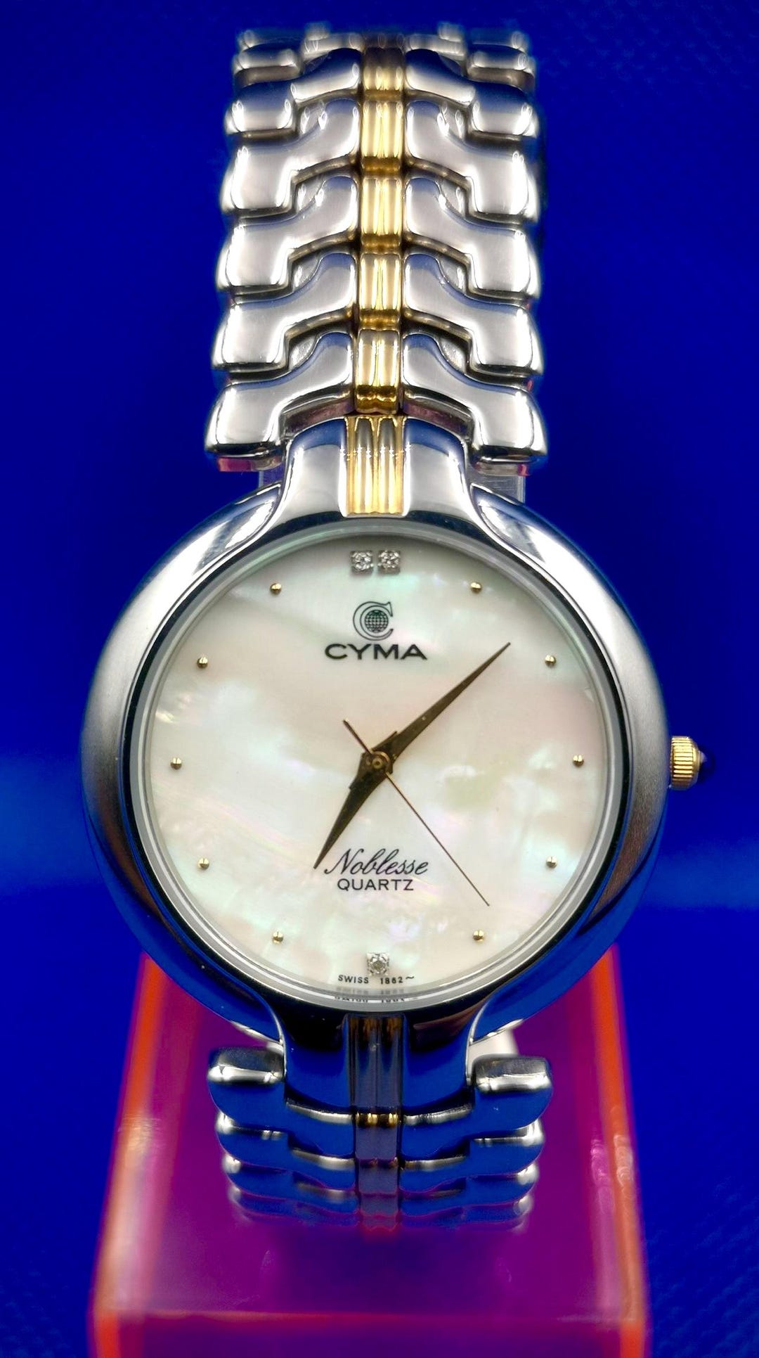 Vintage CYMA Nobless Quartz Watch: Two-tone Pearl Face, 34mm - Etsy