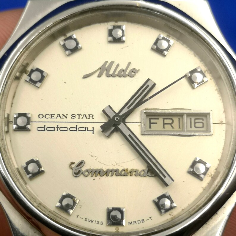 Rare and Vintage Mido Ocean Star Data Day Commander Watch. Octagon ...