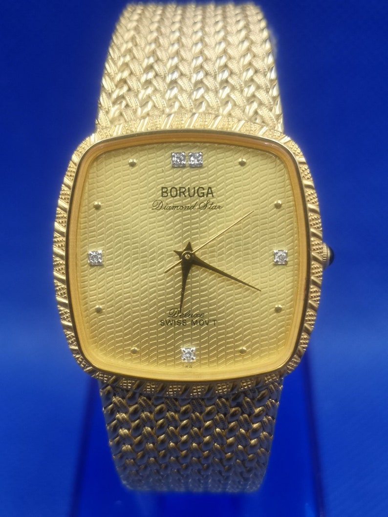 Vintage and Rare BORUGA Diamond Star Swiss Movt Unisex Quartz Watch ...
