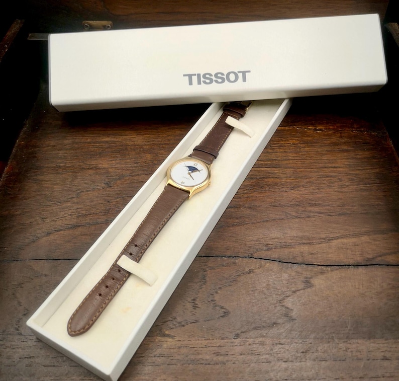 Vintage TISSOT Moon Phase Lady Quartz Watch. Come With Original Box. - Etsy