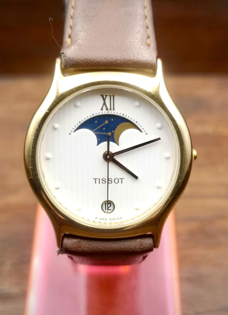 Vintage TISSOT Moon Phase Lady Quartz Watch. Come With Original Box. - Etsy