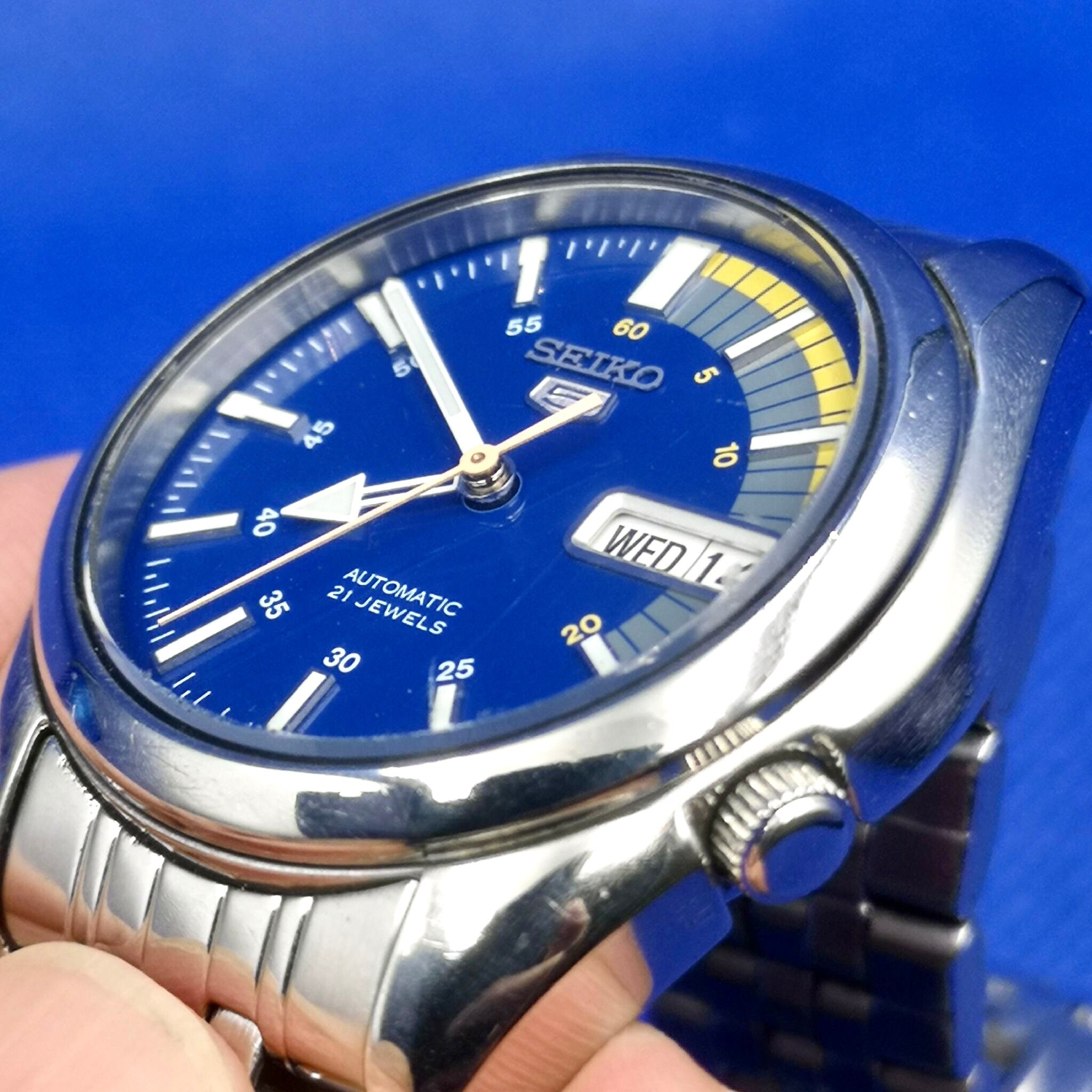 Vintage Seiko 5 Automatic Blue Face Men Watch - Etsy