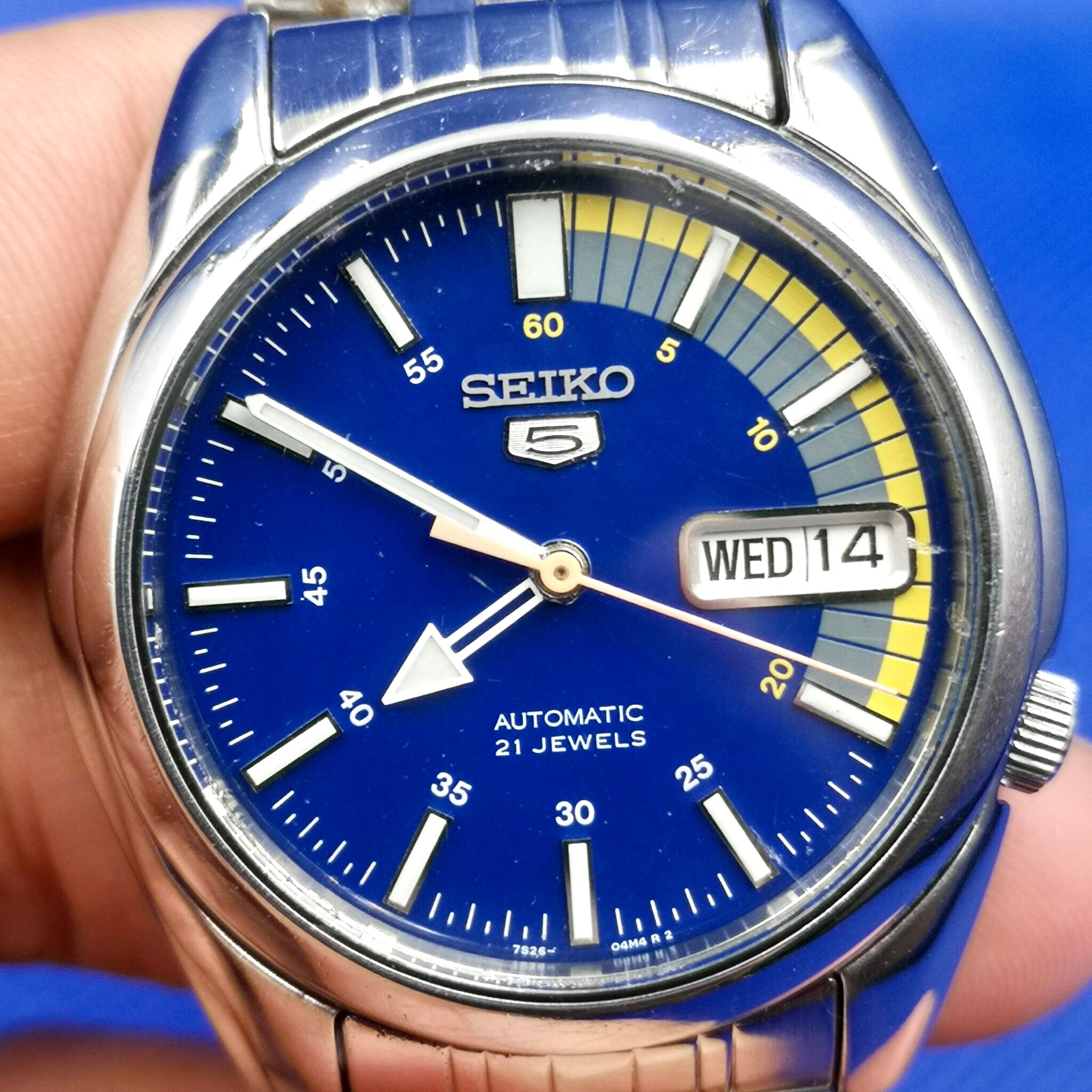 Vintage Seiko 5 Automatic Blue Face Men Watch - Etsy