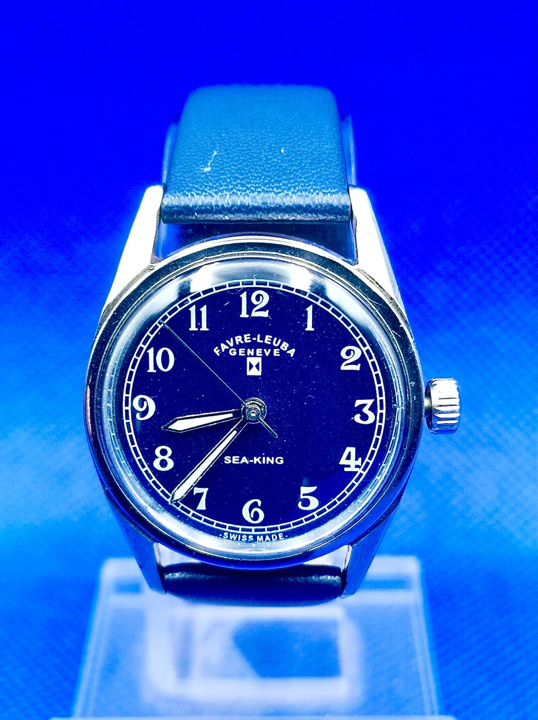 Vintage Favre-leuba Geneve SEA-KING Hands-winding Lady Watch. Deep Blue ...