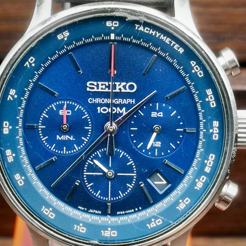 Vintage Seiko Chronograph Men Quartz Watch. 8T63-00A0 - Etsy