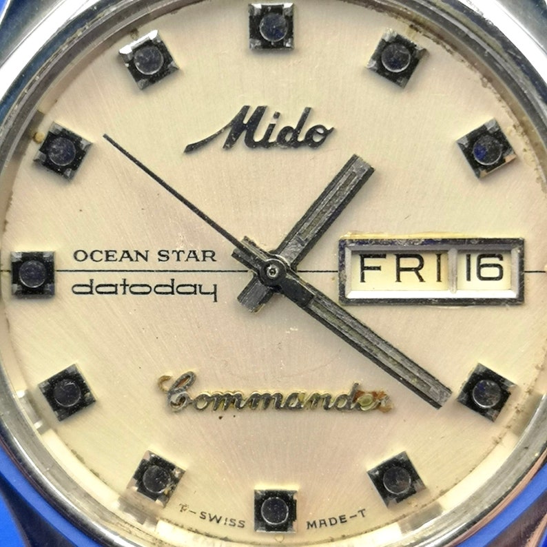 Rare and Vintage Mido Ocean Star Data Day Commander Watch. Octagon ...