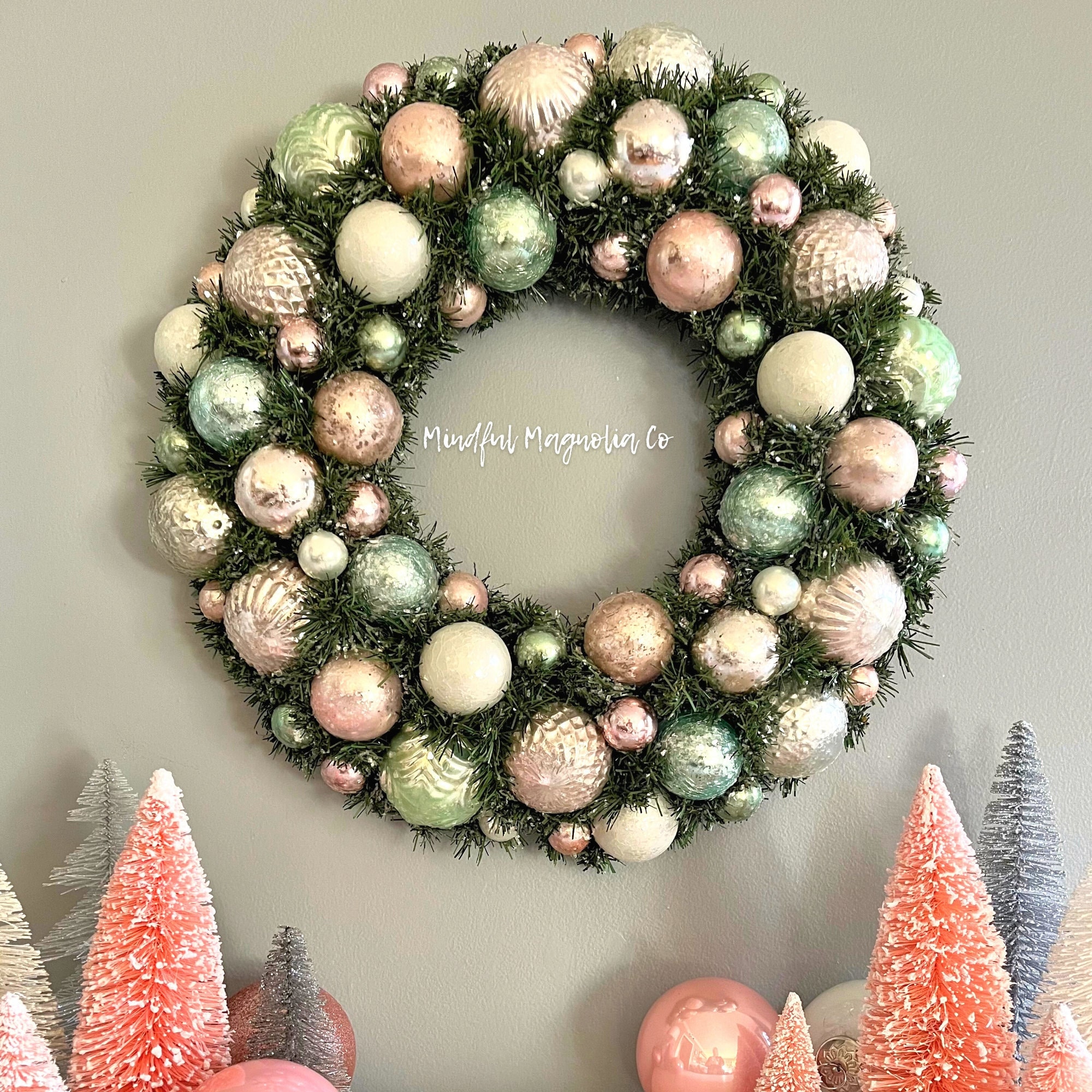 Pink Christmas Wreath, Pink Christmas Decor, Holiday Wreath, Beautiful ...