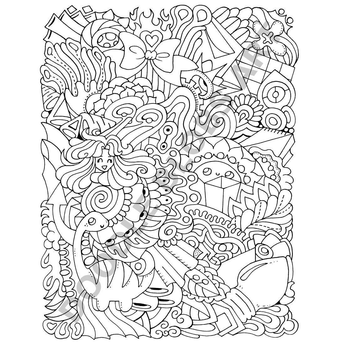 Doodle Blob 1 Colouring Page Digital Download - Etsy