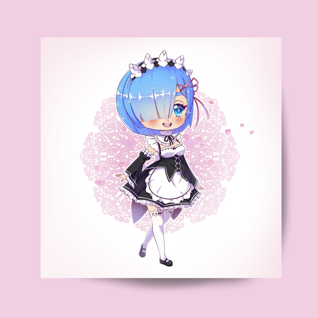 Chibi Rem Square Art Print Re:zero Fanart - Etsy