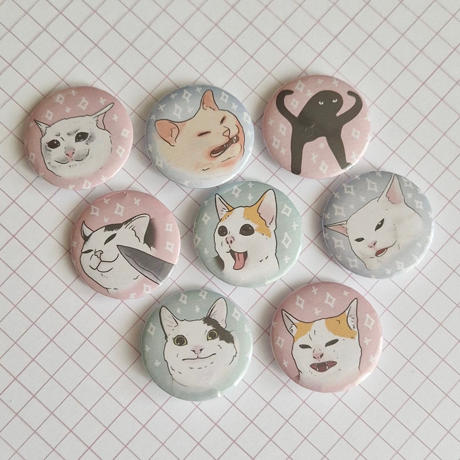 Cat Meme Button Badge | 33mm Round Button Pin | Funny Cute Cats - Etsy