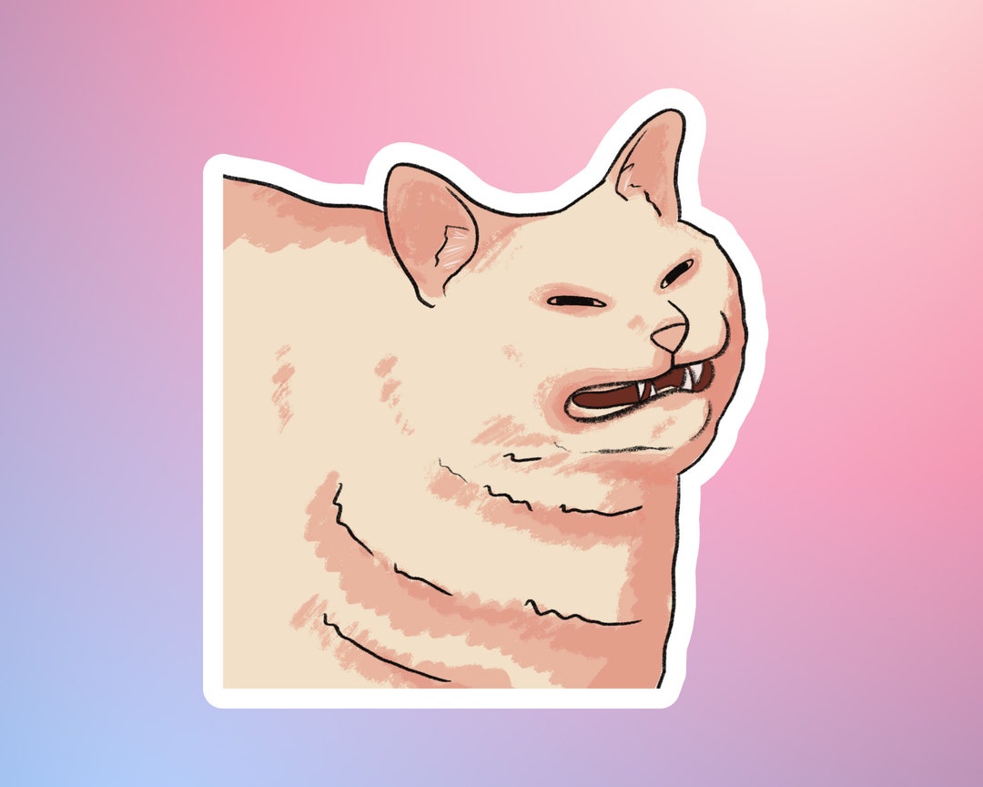 Hissing Angry Cat Meme Laminated Sticker - Etsy