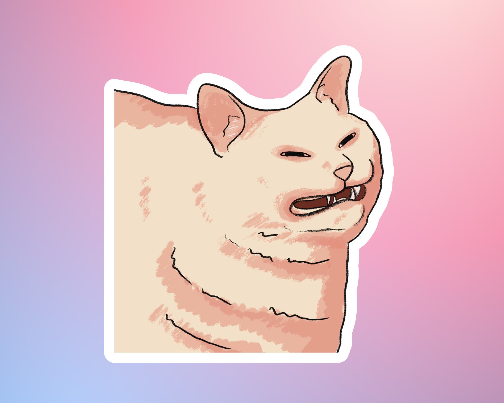 Hissing Angry Cat Meme Laminated Sticker - Etsy