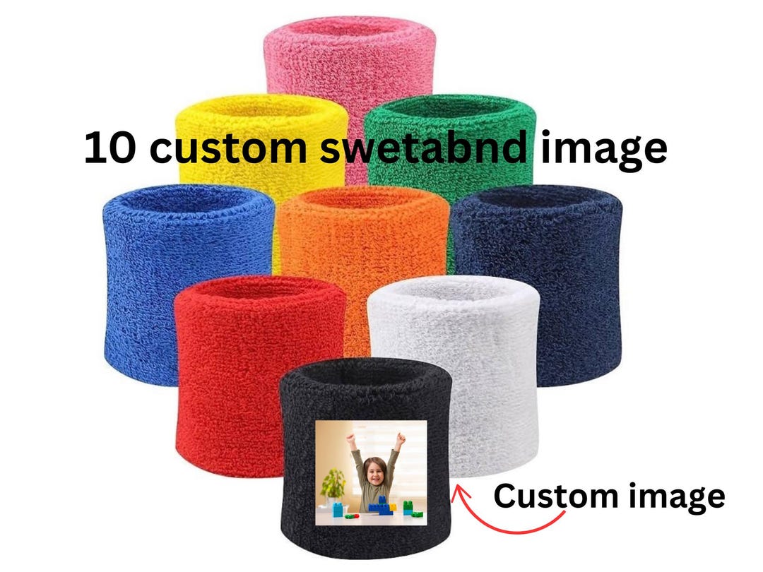 Custom Sweat Wristbands, Your Text, Image, Design and Logo Printed (DTF ...