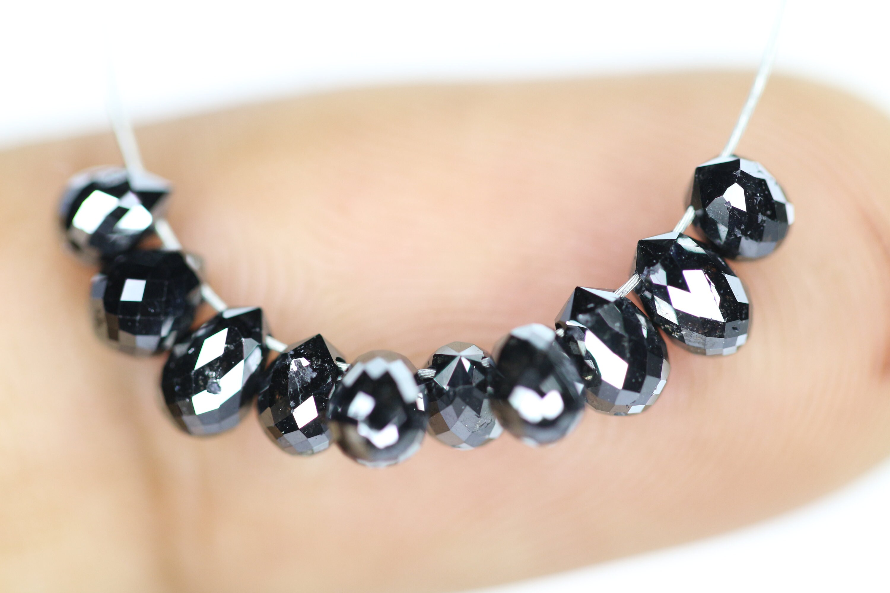 Treated Drop Shape Black Color Round Briolette Shape Diamond | Etsy