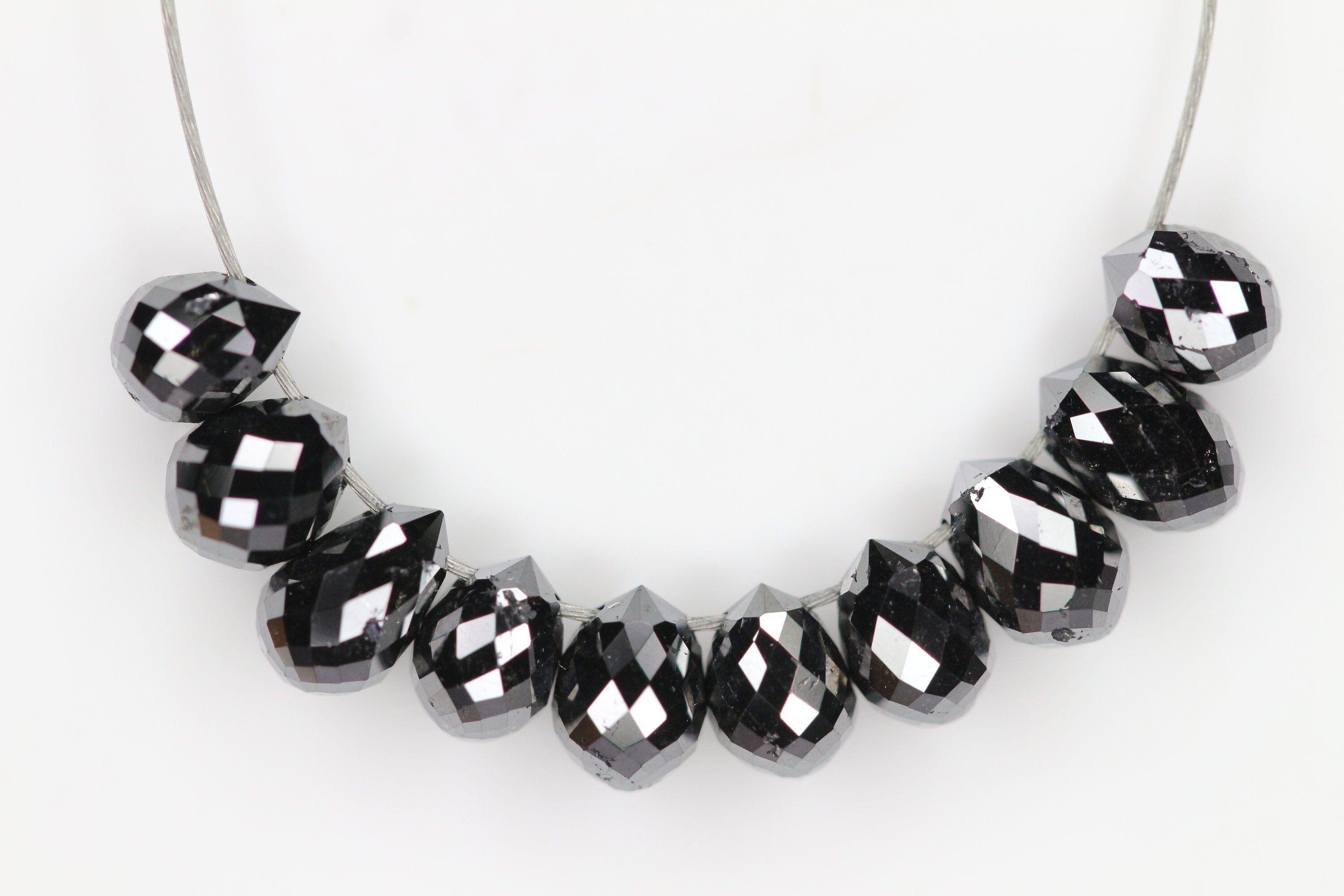 Treated Drop Shape Black Color Round Briolette Shape Diamond - Etsy