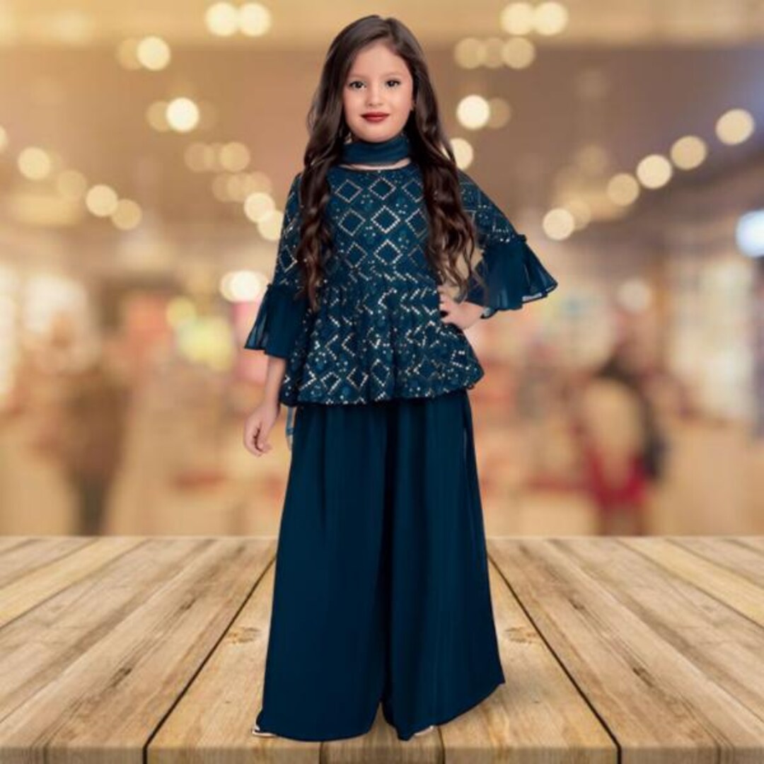 Girls Chikankari Kurti With Salwar/girls Salwar Suit/girls Sharara Set ...