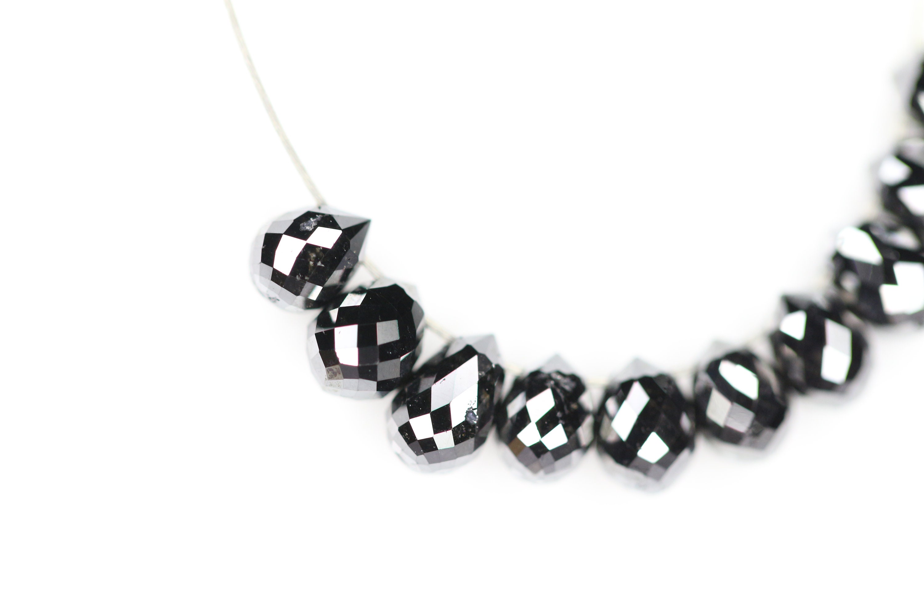 Treated Drop Shape Black Color Round Briolette Shape Diamond | Etsy