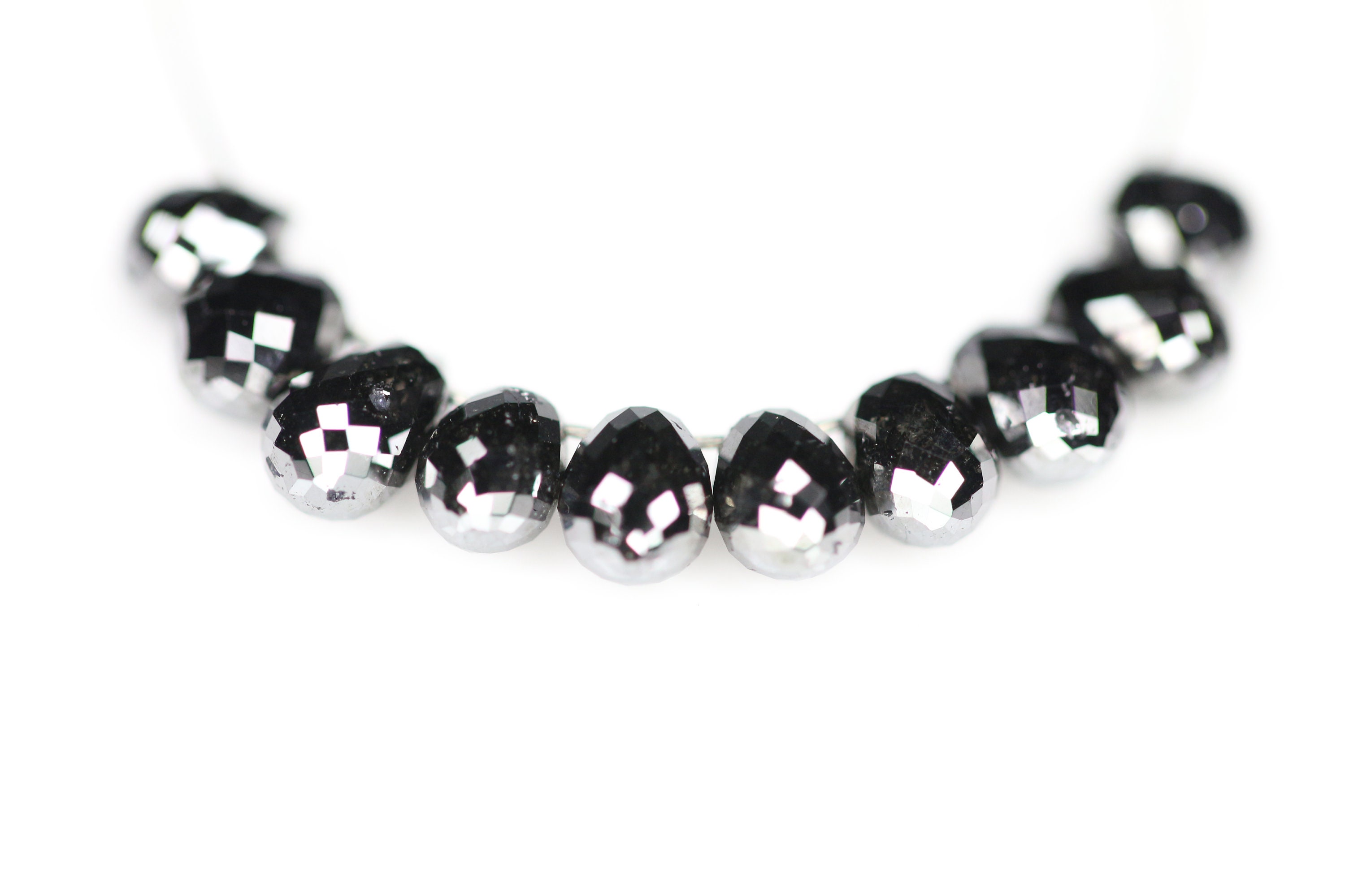 Treated Drop Shape Black Color Round Briolette Shape Diamond | Etsy