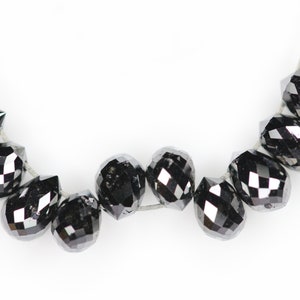 Treated Drop Shape Black Color Round Briolette Shape Diamond Beads for ...