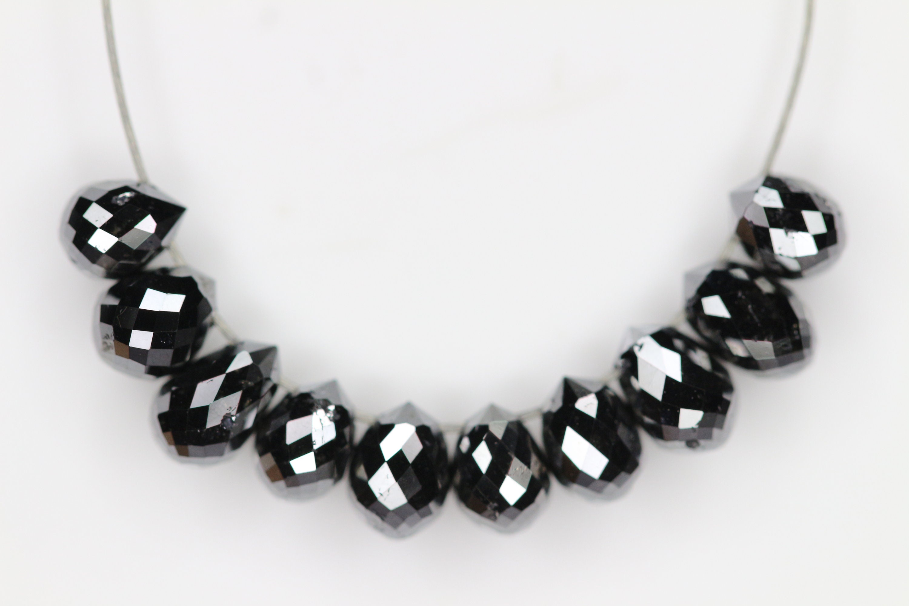 Treated Drop Shape Black Color Round Briolette Shape Diamond | Etsy