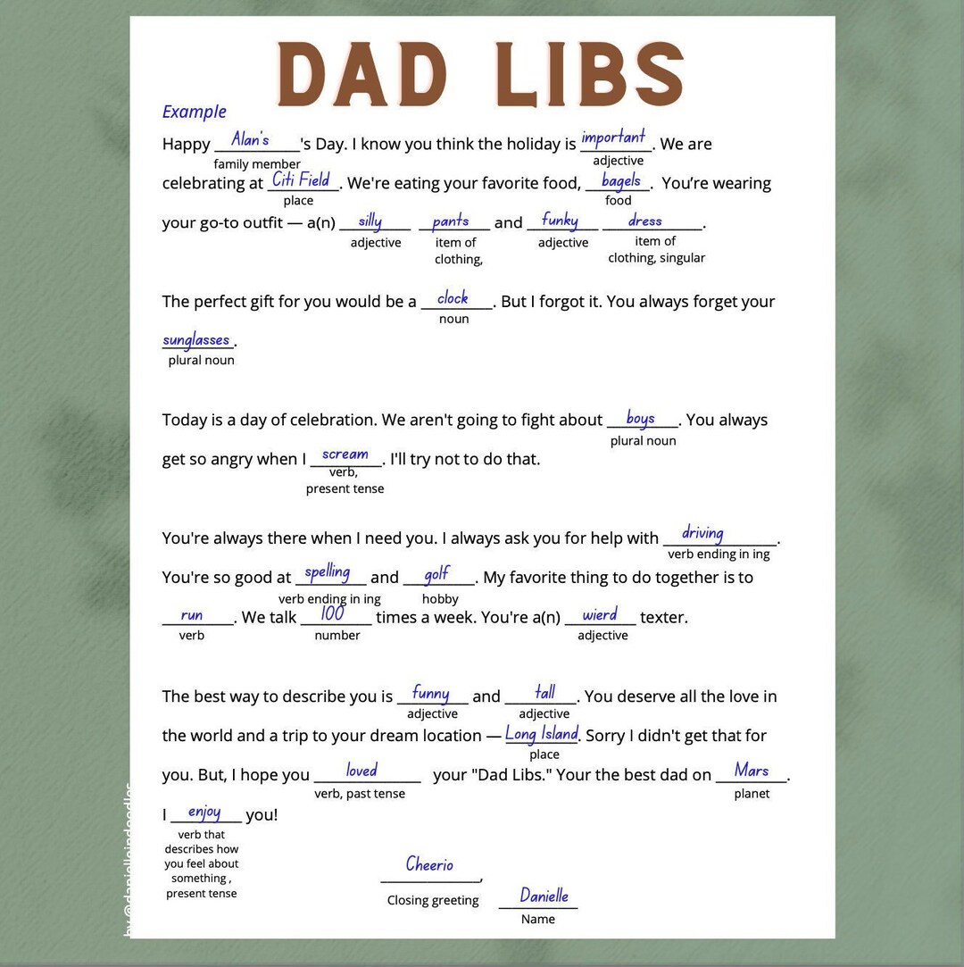 Dad Libs—funny Digital Father's Day Card, Interactive Father's Day Card ...