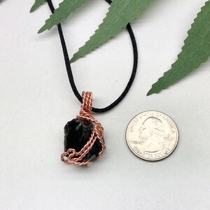 Black Obsidian Necklace, Raw Natural Crystal, Copper Wire Wrapped ...