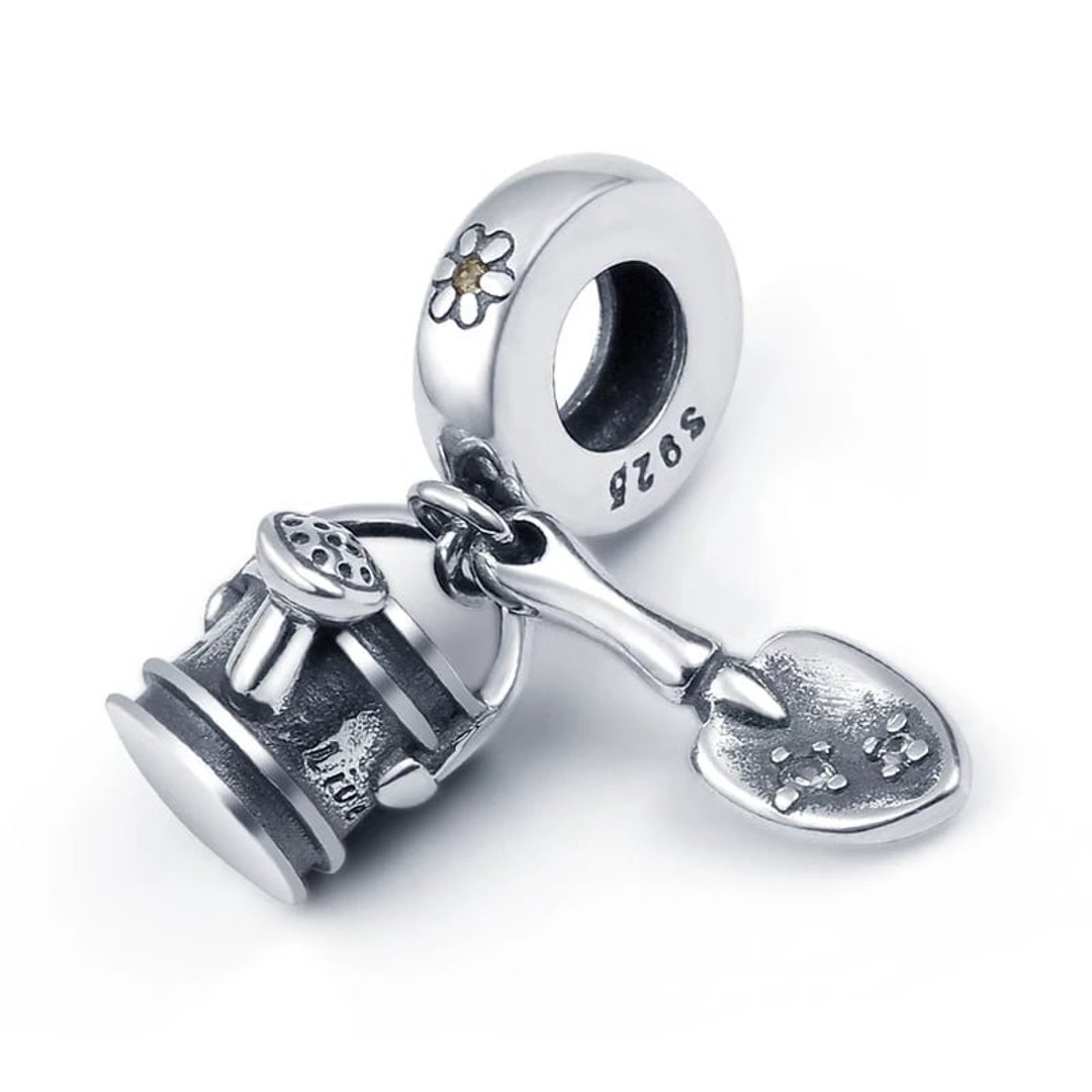 Watering Can and Trowel Strap Genuine 925 Sterling Silver for Charm ...