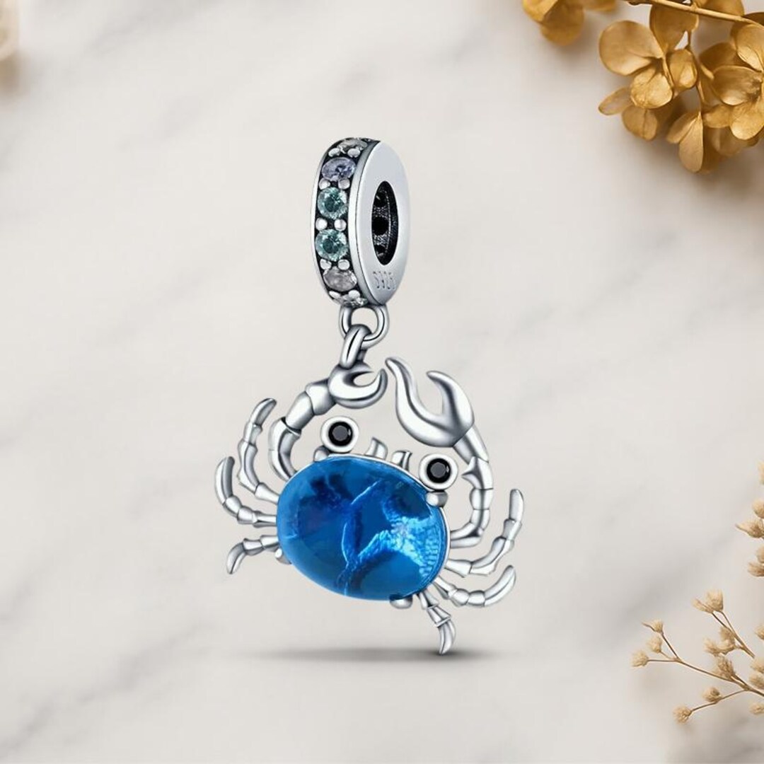 Blue Crab Genuine 925 Sterling Silver for Charm Bracelet - Etsy UK