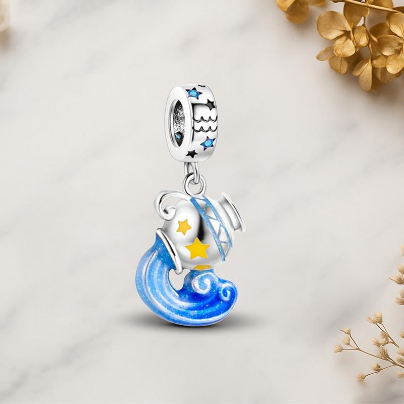 Aquarius Water Bearer Symbol Genuine 925 Sterling Silver for Charm ...