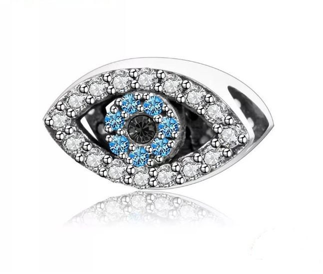 Evil Eye Blue Crystal Stone Genuine 925 Sterling Silver for | Etsy