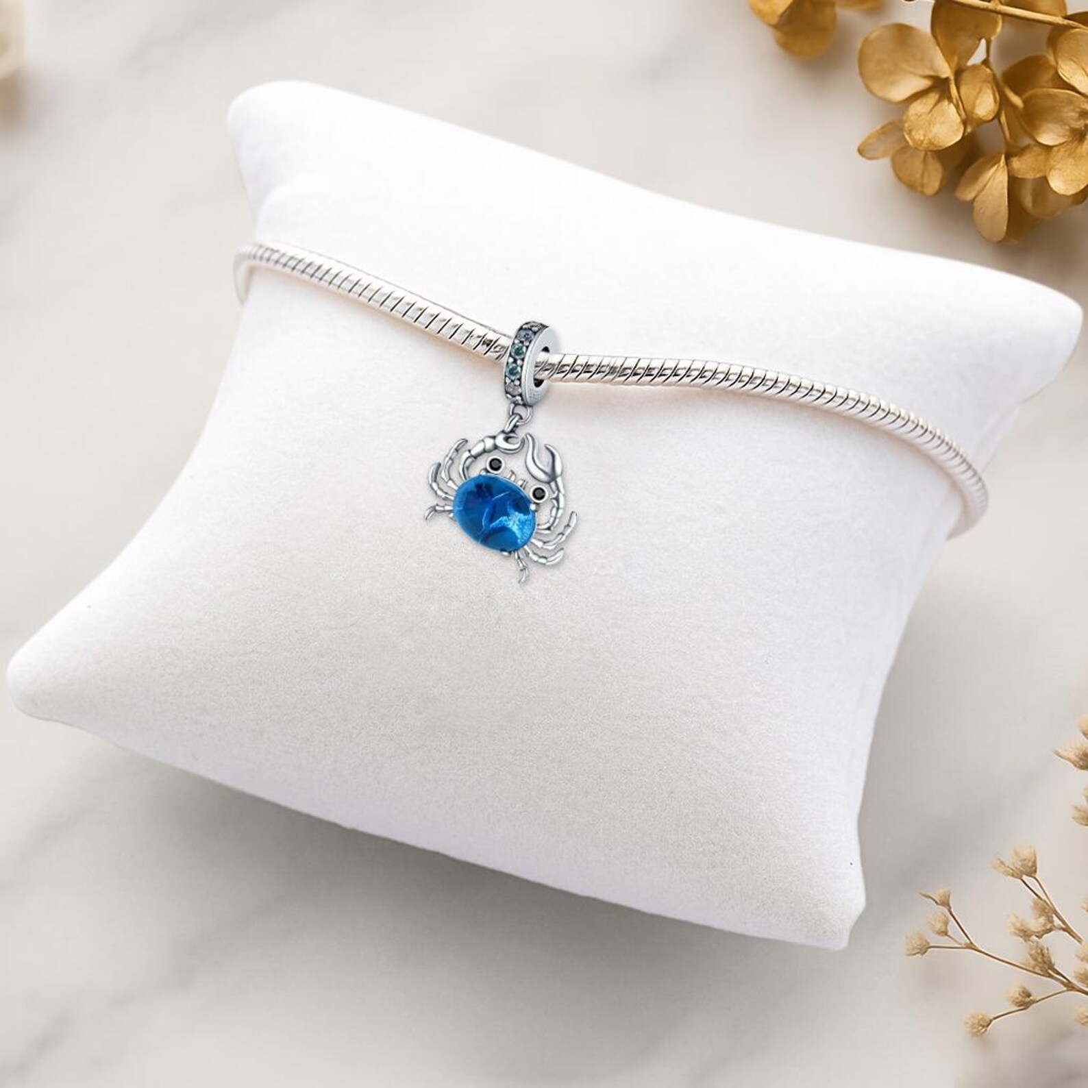Blue Crab Genuine 925 Sterling Silver for Charm Bracelet - Etsy UK