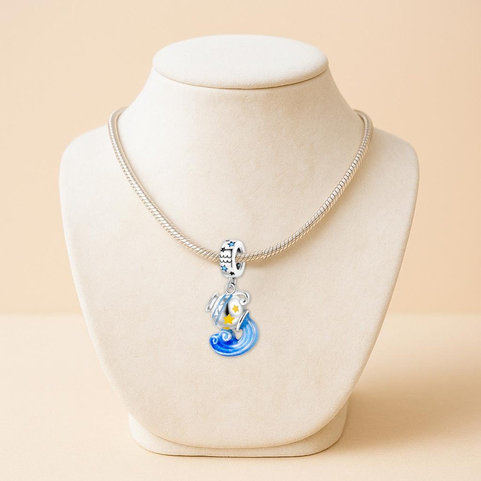 Aquarius Water Bearer Symbol Genuine 925 Sterling Silver for Charm ...