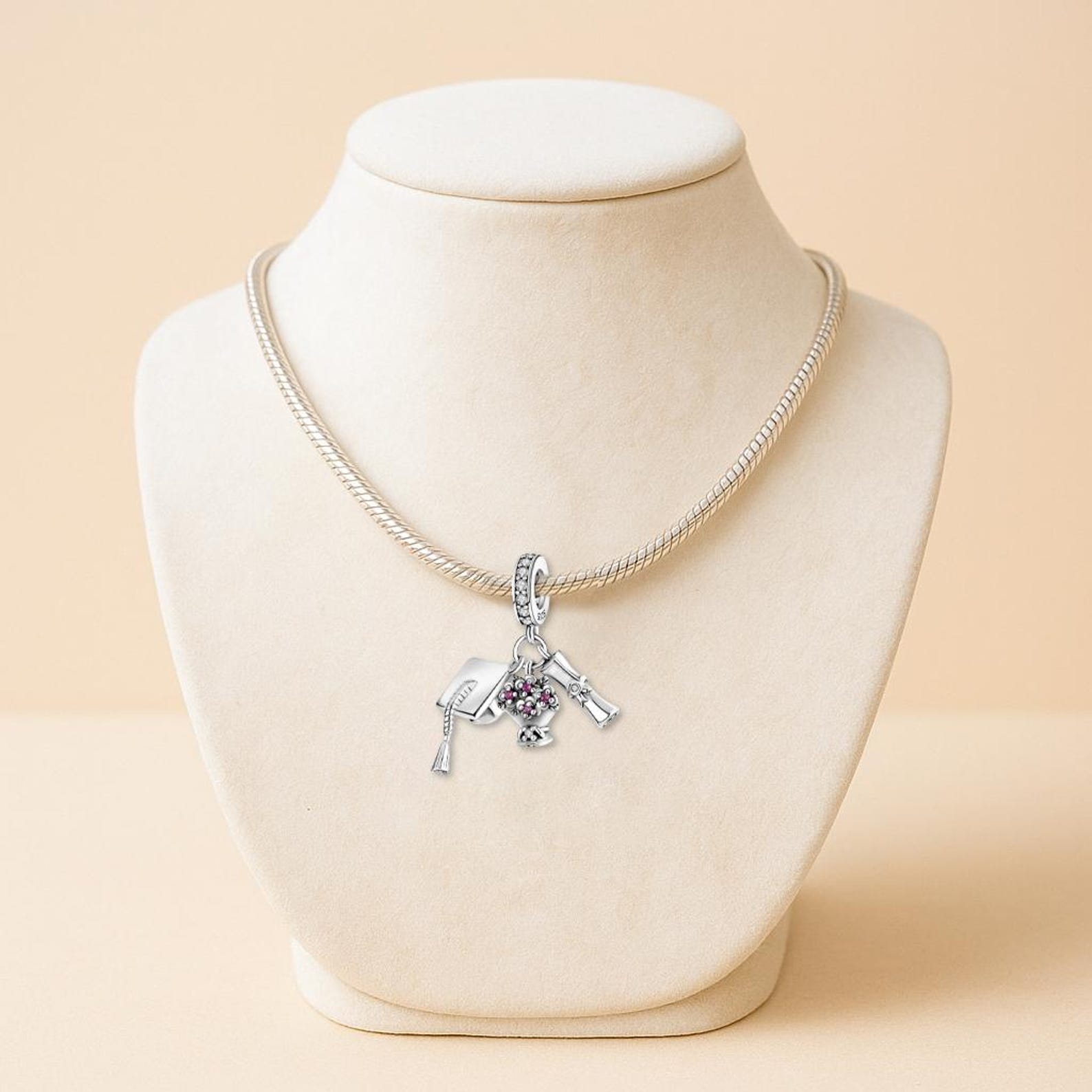 Cap Graduation Ceremony Genuine 925 Sterling Silver for Charm Bracelet ...