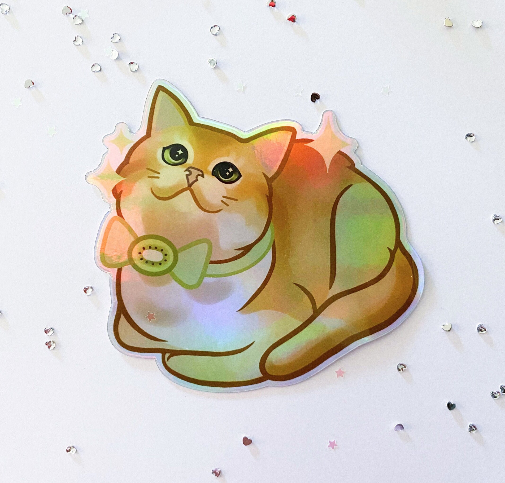 Holographic Fruit Cat Stickers/ Cat Loaf Sticker/ Cute Cat Sticker ...