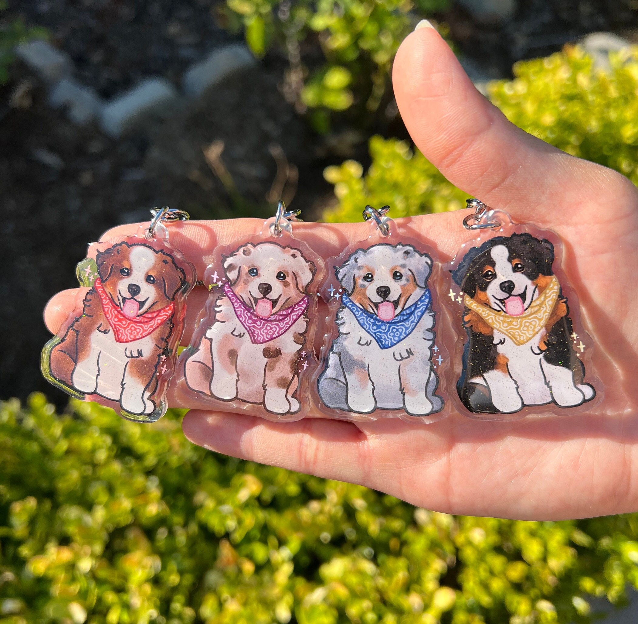 Australian Shepherd Acrylic Dog Keychain | Aussie Puppy Keychain ...
