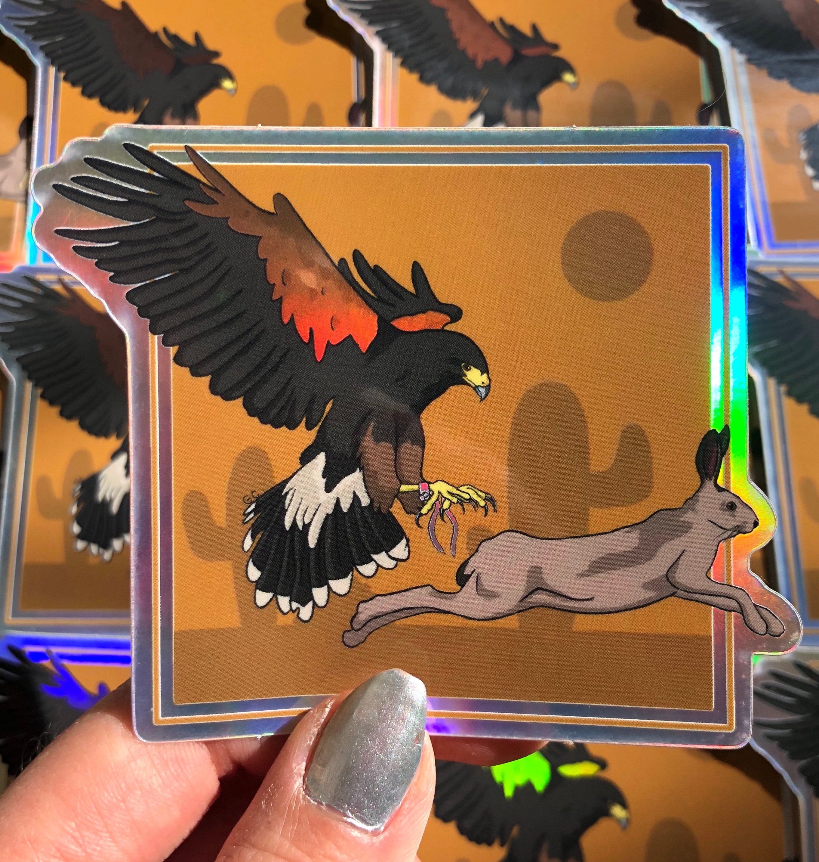 Harris's Hawk Sticker/ Bird Sticker/ Holographic Falconry - Etsy UK