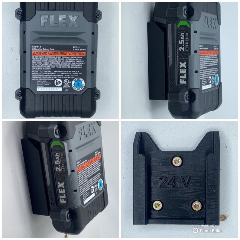 Flex 24v Battery Holder, Organizer, Wall Mount, Power Tool Storage ...
