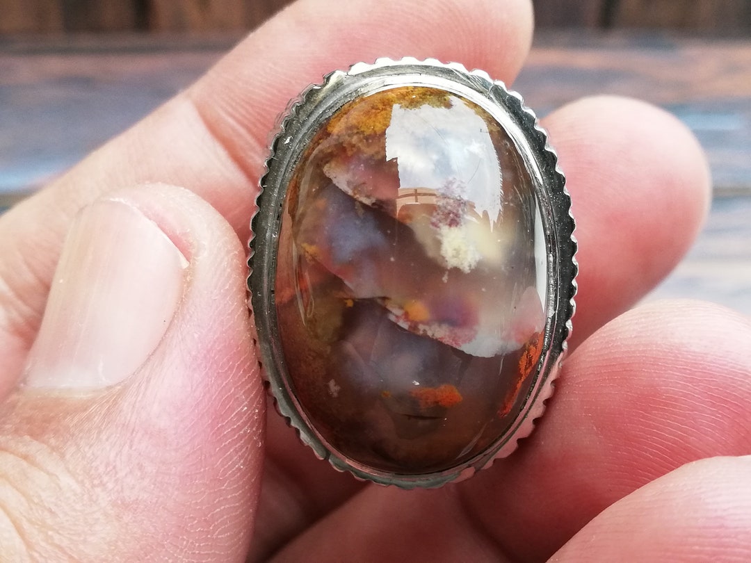 Opalized Petrified Wood Ring Antique Agate Ring Vintage Petrified Wood ...
