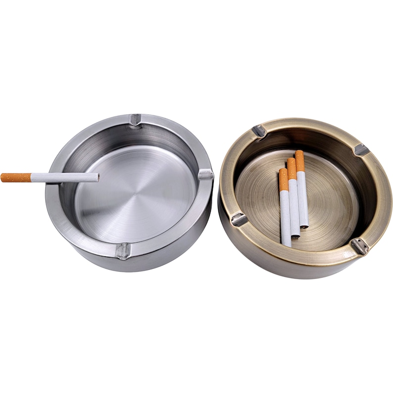 Round Stainless Steel Ashtray: Home & Patio Decor - Etsy