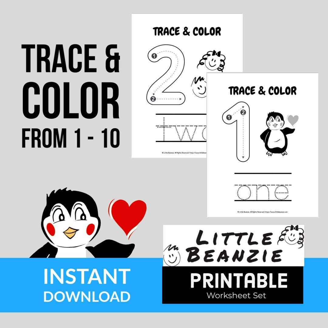 Trace and Color: Numbers From 1 to 10 Little Beanzie Positive Learning ...