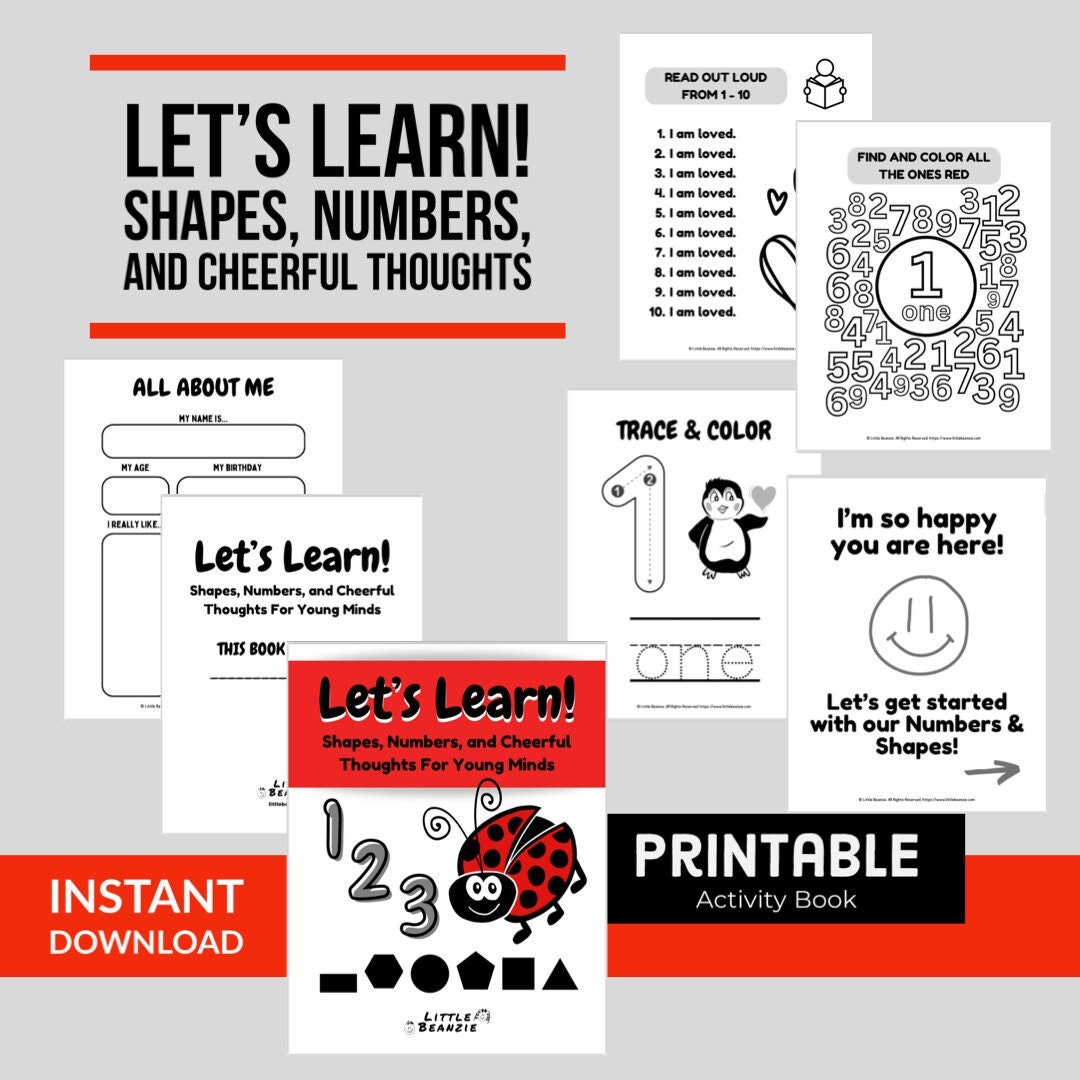 Printable Children's Activity Book Little Beanzie Let's Learn Shapes ...