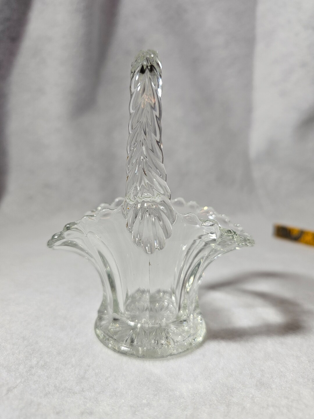 Duncan Miller Pressed Glass Basket With Handle. Colonial Panel. - Etsy