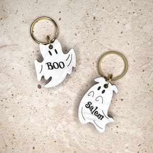Ghost Pet ID Tag for Dogs and Cats Ghost Name Tag Halloween - Etsy