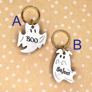 Ghost Pet ID Tag for Dogs and Cats, Ghost Name Tag, Halloween Dog ID ...