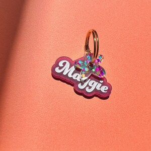 Groovy Retro Font Pet ID Tag, Personalized Dog and Cat Tag, Arcade Font ...